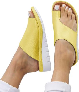 Onsoyours Damen Sandalen Retro Sommer Hausschuhe Aush&ouml;hlen Flacher Ferse Flip Flop Zehentrenner Beach Sandalen Mode Plattform Open Toe Schuhe Strandsandalen C G