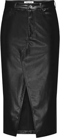 Only Onllola-elyna Hw Metal Long Skirt PNT Jupe, Noir, S Femmes