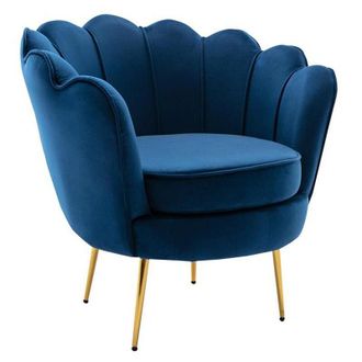 Vente-Unique Pascal Morabito - Fauteuil coquillage en velours bleu nuit dandelion de
