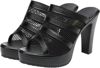 FOMIYES Sandales Femme Été Talon Épais Élégantes Sandales à Talon Haut Confortables et Stables Noir