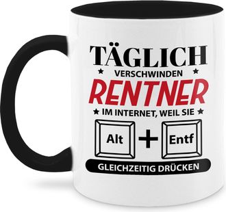 Shirtracer Tasse Tassen 325ml - Täglich verschwinden Rentner im Internet - 325 ml - Schwarz - rente geschenk rentnertasse retirement pc teetasse lustige geschenk