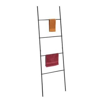 Relaxdays Échelle Porte-Serviettes de Salle de Bain, 4 Barres, pour Serviettes et vêtements, H x L : 171 x 55 cm, Noire