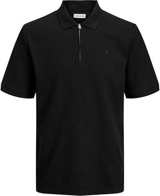 Jack & Jones Zip Jjeaustin Polo zippé SS Noos Pls, Noir, 5XL Hommes