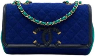 Chanel Pre-owned CC Filigree Flap - Femme - Pre-owned - Bleu - Taille: ONE Size
