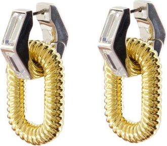 Paco Rabanne Femme, Accessoires, Jaune, Taille: ONE Size Boucles dOreilles Pendantes Articul&eacute;es Imposantes avec Accents de Cristal