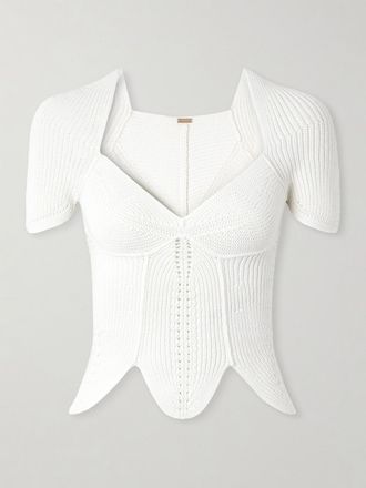 Cult Gaia Eliza Oberteil Aus Geh&auml;kelter Baumwolle - Wei&szlig;