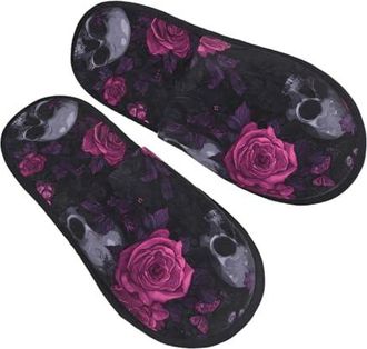 Generic Pantoufles dint&eacute;rieur antid&eacute;rapantes en mousse &agrave; m&eacute;moire de forme de t&ecirc;te de mort pour femme et homme en mousse &agrave; m&eacute;moire de forme, multicolore, 8/11 