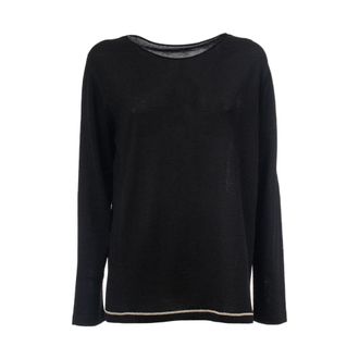 Le Tricot Perugia Strickpullover aus reiner Wolle mit Lurex-Detail - - Knitwear - Damen - Schwarzk - L