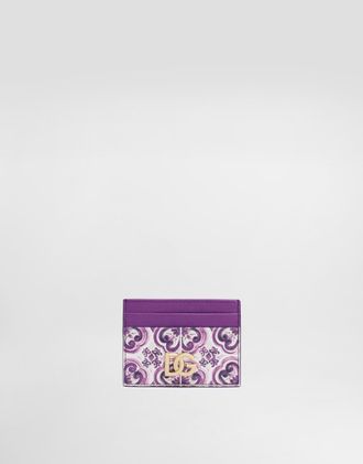 Dolce & Gabbana Majolica-print Calfskin Card Holder - Frau Geldbörsen Und Kleinlederwaren Multicolor Onesize