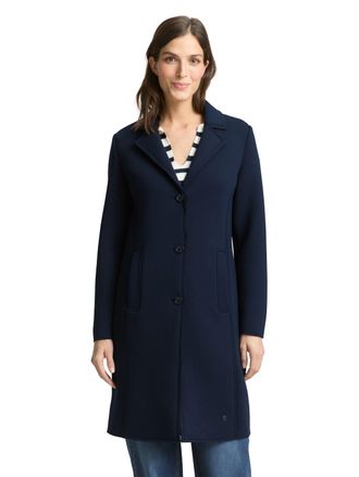 Tom Tailor Kurzmantel TOM TAILOR, Damen, Gr. M, blau (sky captain blau), Web, Obermaterial: 67% Polyester, 25% Viskose, 8% Elasthan, unifarben, regular fit kniel