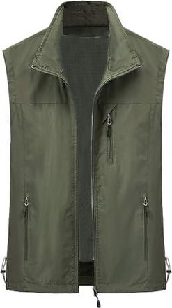 Generic Gilet dext&eacute;rieur l&eacute;ger sans manches pour homme &agrave; s&eacute;chage rapide, gilet utilitaire multi-poches avec fermeture &eacute;clair int&eacute;grale, col haut, tissu respir