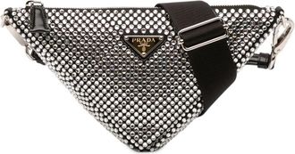 Prada Hobo Bags - Crystal Embellished Satin Triangle Pouch - Gr. unisize - in Schwarz - f&uuml;r Damen