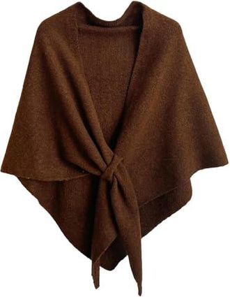 Generic Ch&acirc;le pashmina 2025 pour femme - Ch&acirc;les et &eacute;charpes tricot&eacute;es - Cardigan en laine cachemire - &Eacute;paules - Pull ch&acirc;le, caf&eacute;, Taille unique