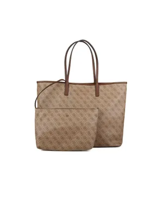 Guess Womens Tote Latte Logo-Brown Polyurethane Tote-bags