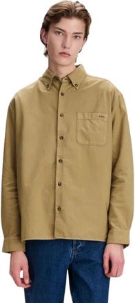 A.P.C. A.p.c. - Mateo Logo Shirt - Homme - Chemises - Brun - Taille: L