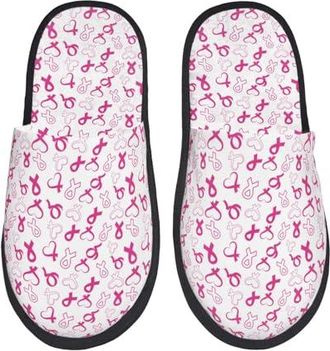 Generic Pantoufles Sensibilisation Au Cancer Du Sein L&eacute;gers Pantoufles De Voyage Doux Chaussons Invit&eacute;s Pour Femmes Automne Camping L