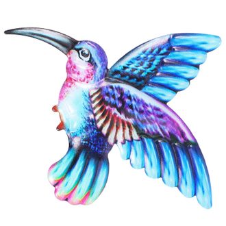 FOMIYES Eisen Vogel Wandbehang H&auml;ngend Metall Gartendeko Vogelanh&auml;nger in Dunkelblau Wetterfestes Wandornament f&uuml;r Innen und Au&szlig;en