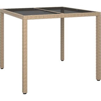 vidaXL Garten-E&szlig;tisch Beige 90 x 90 x 75 cm Poly Rattan Vidaxl