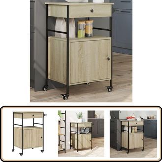 vidaXL Küchenwagen Sonoma-Eiche 56x43x89,5 cm Holzwerkstoff - Küchentisch - Küchenschrank - Kücheninsel - Holztisch - Retro Stil