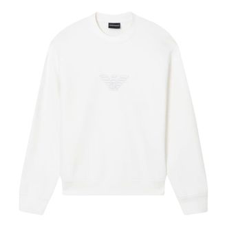 Emporio Armani Homme, Sweatshirts et sweats &agrave; capuche, Blanc, Taille: XL SweaT-shirt en jersey double avec logo imprim&eacute;