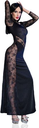 Chilirose Minikleid Frauen Dessous Negligee enges Maxikleid Partykleid in schwarz mit Stri