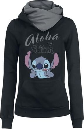 Lilo & Stitch Lilo & Stitch Aloha Femme Sweat-Shirt à Capuche Noir/Gris 4XL