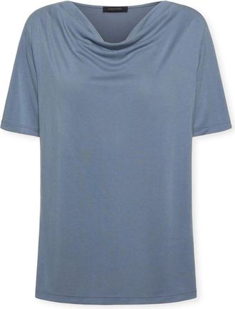 Elena Miro Femme, Blouses et Chemises, Bleu, Taille: 36 FR T-shirt &agrave; encolure drap&eacute;e