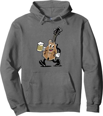 Giant Step Design Co. Cute Bluegrass Mandolin & Beer Funny Folk Festival Cartoon Pullover Hoodie