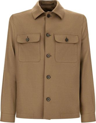 Corneliani Leichte Jacke mit verdecktem Verschluss - - Jackets - Herren - Beige - L