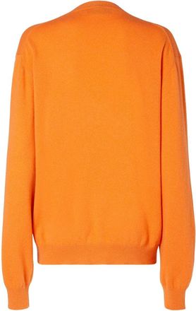 Fendi Womens V-Neck Cashmere Sweater Orange Jumpers