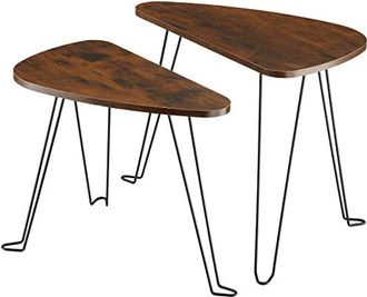 TecTake Ensemble de 2 Tables dappoint Richmond Style Industriel Bouts de canap&eacute; Tables Basses diverses Couleurs (Bois fonc&eacute; Industriel)