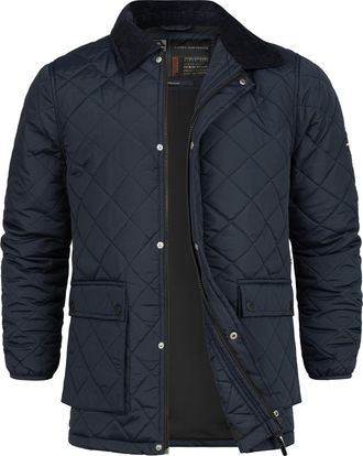 Indicode Herren INDrills Steppjacke mit Cordkragen und Rautensteppung | Daunenjacke f&uuml;r M&auml;nner Sky Captain, XXL
