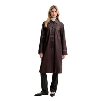 Paul Smith Stitching Buttoned Leather Coat - - Coats - Damen - Braun - S