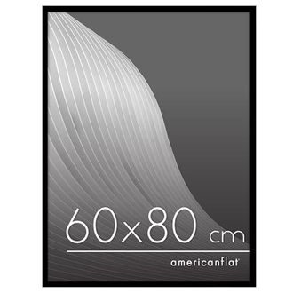 Americanflat 60x80 cm Bilderrahmen - schmaler Fotorahmen mit Plexi-Scheibe - integrierte Aufhängung für Hoch- und Querformat - Schwarz