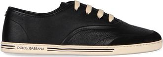 Dolce & Gabbana Homme, Chaussures, Noir, Taille: 40 EU Baskets en cuir bas, bout rond
