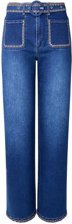 Joe Browns Damen Embroidered Detail Wide Leg Jeans, blau, 40