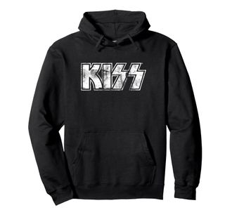 Kiss Kiss Hard Rock Music Band Vintage Logo by Rock Off Pullover Hoodie