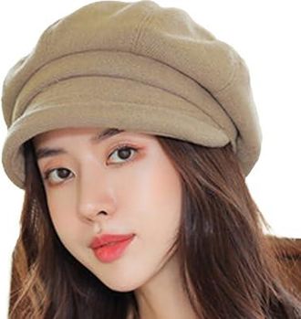 Generic Casquette dhiver pour femme Newsboy - Visi&egrave;re - B&eacute;ret basque - Panneaux souples - Pour femme et fille, kaki, taille unique