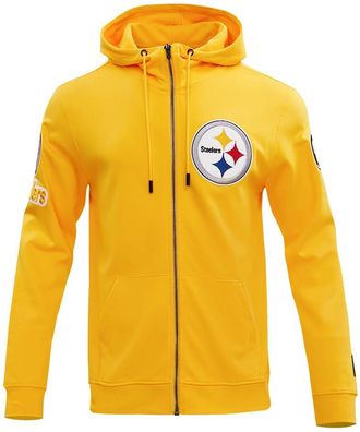 Pro Standard Mens NFL Pittsburgh Steelers Classic Chenille Kapuzensweatshirt mit durchgehendem Rei&szlig;verschluss Gelb L