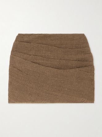 Le Kasha Mini-jupe En Gaze De Lin Biologique À Drapé Spetses - Marron