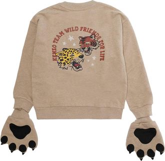 Kenzo Logo-Embroidered Cotton Sweatshirt - Beige