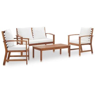 vidaXL Vidaxl - Salon de jardin avec coussins 4 pcs Bois dacacia solide