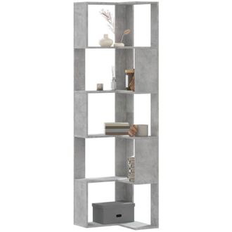 vidaXL Vidaxl - Eck-B&uuml;cherregal 5 B&ouml;den Betongrau 50x50x179 cm Holzwerkstoff