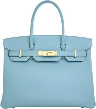 Herm&egrave;s Bleu Atoli Epsom Birkin Retourne 30