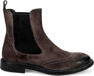 Sangiorgio Bottines pour homme CHELSEA BROGUE en daim gris - EG83 daim SMOG - Taille 40, gris, 44 EU