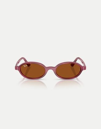 Ray-Ban Khal - Lunettes de soleil ovales &agrave; verres marron - Violet Havane