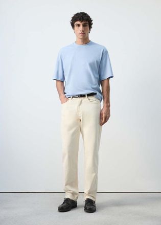 Mango T-shirt heavy weight relaxed fit bleu ciel - Homme - XXL - MANGO MAN