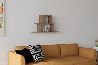 Hanah Home Scandinavian Wall Shelf, Walnut Color, 80 x 44.6 x 19.6 cm | 100% Melamine Coated Particle Board, 18 mm Thick | Stylish & Functional Storage Solution