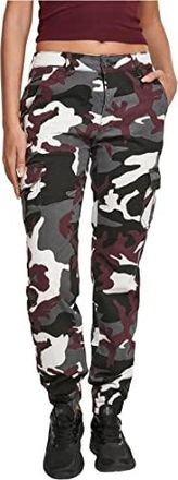 Urban Classics Ladies High Waist Camo Cargo Pants Pantalon Femme, Multicolore (Wine Camo 02244), Taille 30