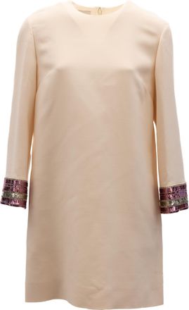 Valentino Garavani Women Cream Dress With Multi-Colored Sequin Cuffs